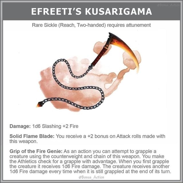 EFREETI'S KUSARIGAMA Rare Sickle (Reach, Two-handed) requires ...