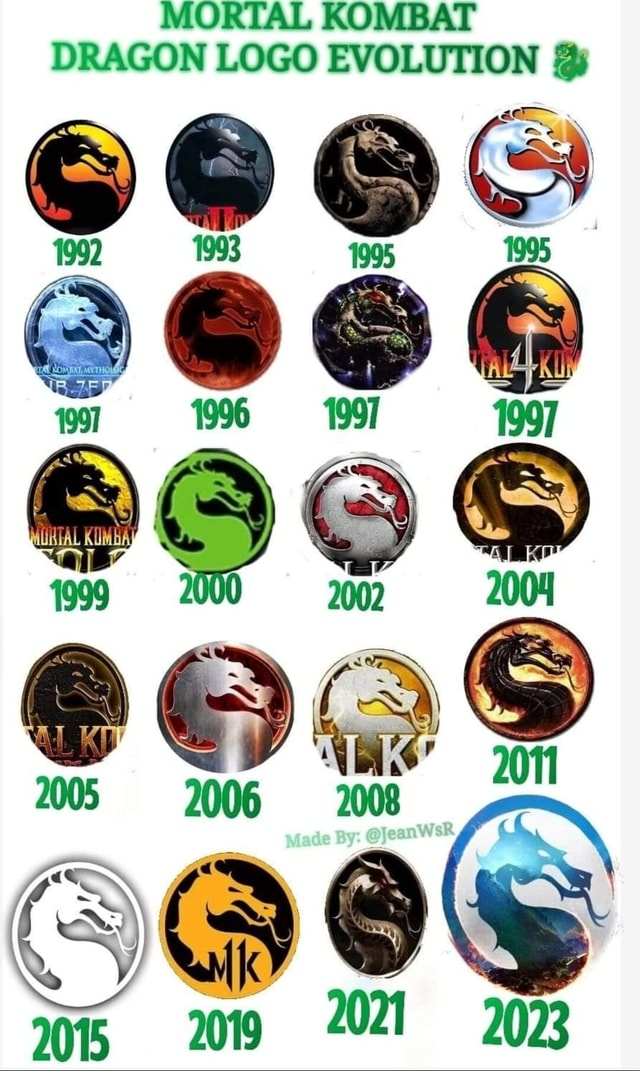 MORTAL KOMBAT DRAGON LOGO EVOLUTION 1993 1995 1995 2021 - iFunny
