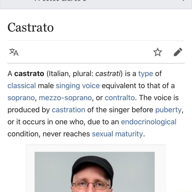 Castrato wi & A castrato (Italian, plural: castrat/ is a type of ...
