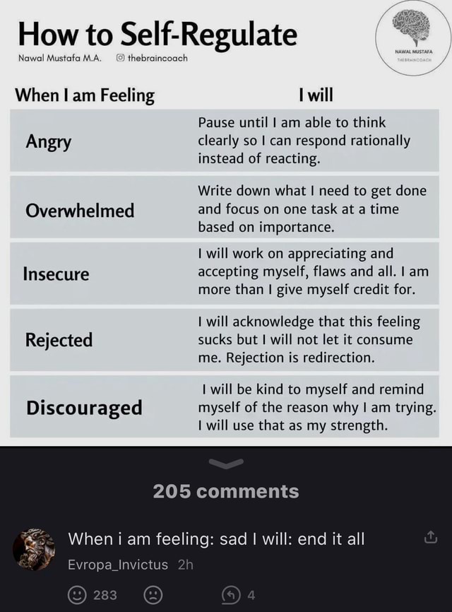 How to Self-Regulate Newel Mustafa MA. thebraincoach When I am Feeling ...