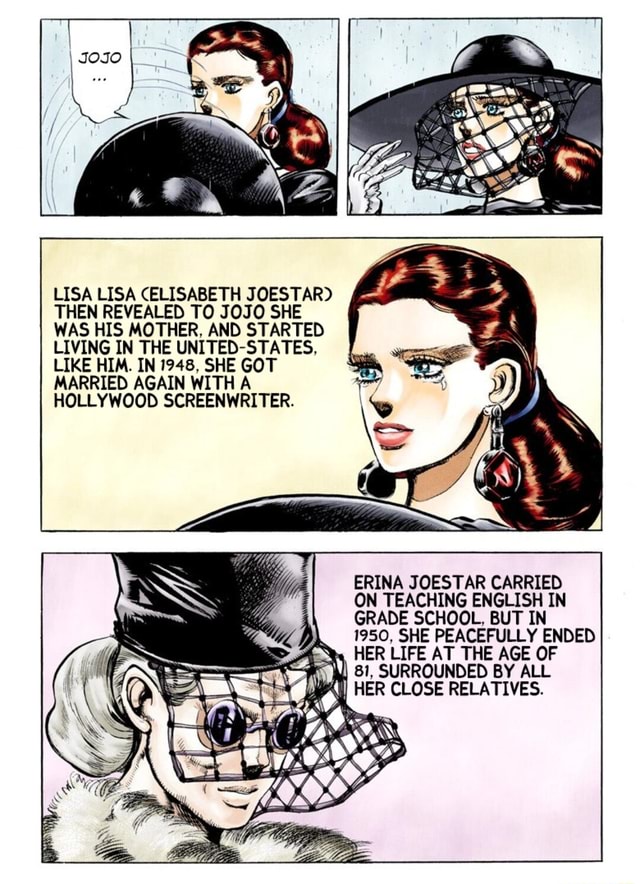 LISA LISA CELISABETH JOESTAR) THEN REVEALED TO JOJO SHE WAS HIS MOTHER ...