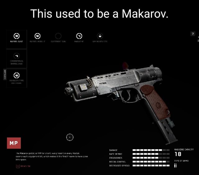 This used to be a Makarov. MP DAMAGE lhe Makarov pistol, or FM tor short, was g-esert in every ...