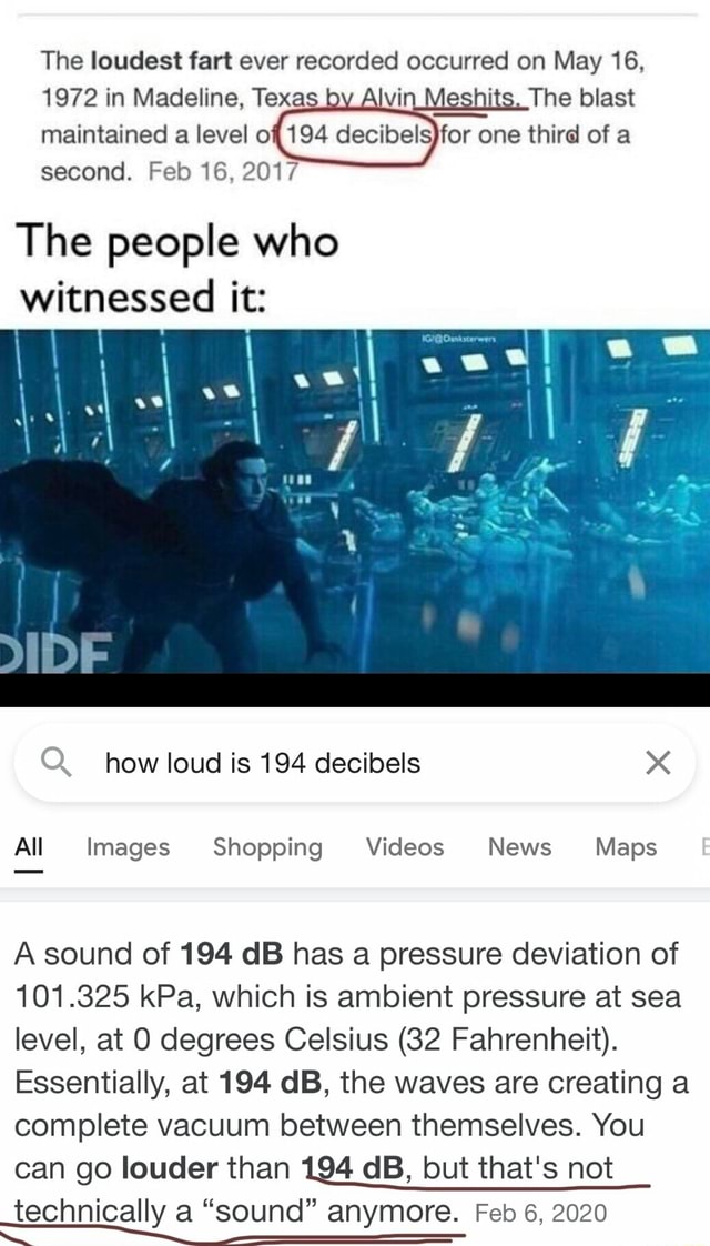 The loudest fart ever recorded occurred on May 16, 1972 in Madeline ...