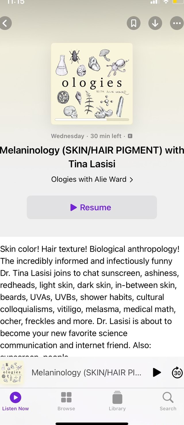 Ologies Wednesday - 30 min left - Melaninology PIGMENT) with Tina ...