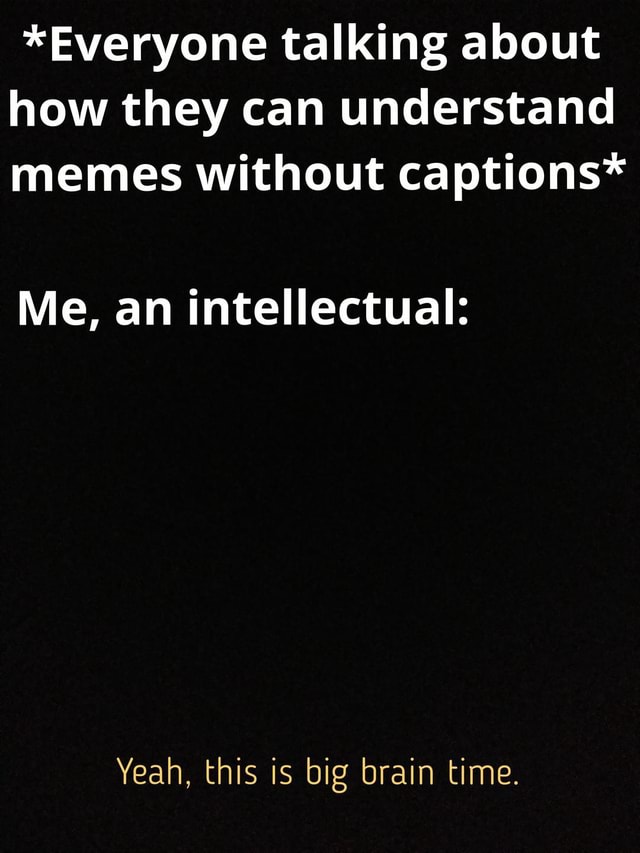 *Everyone talking about how they can understand memes without captions ...