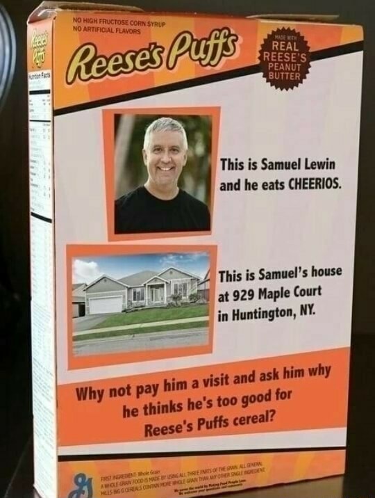 This is Samuel Lewin 8 4 and he eats CHEERIOS. a 22, This is Samuel's ...