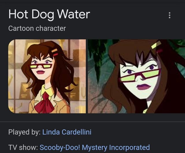 Hot Dog Water Cartoon character Played by: Linda Cardellini TV show: Scooby-Doo! Mystery ...