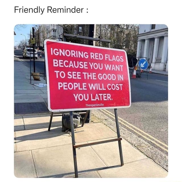Friendly Reminder : IGNORING RED FLAGS BECAUSE You WANT TO SEE THE GOoD ...
