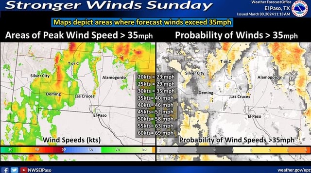 Stronger Winds Sunday I Maps depict areas where forecast winds exceed ...