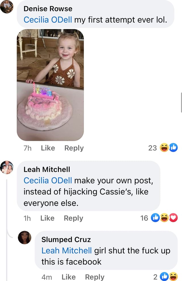 Denise Rowse Cecilia ODell my first attempt ever lol. Like Reply 23 ...