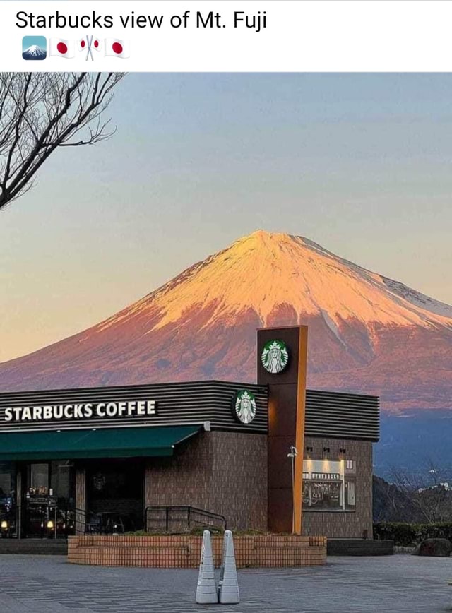 Starbucks view of Mt. Fuji STARBUCKS COFFEE - iFunny