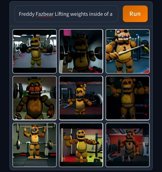 Run Freddy Fazbear Lifting weights inside of a - iFunny