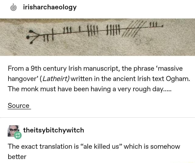 __irisharchaeology From a Sth century Irish manuscript, the phrase ...