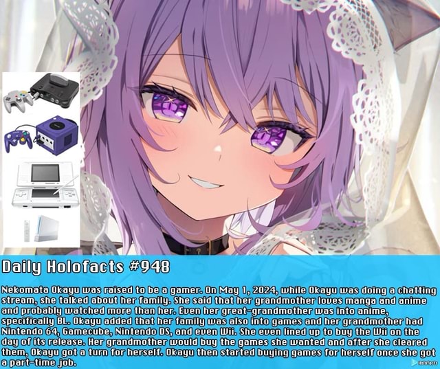 Daily Holofacts #948 Nekomala Ukayu was raised he a gamer. May 2024 ...