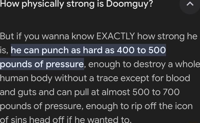 How physically strong is Doomguy? But if you wanna know EXACTLY how ...