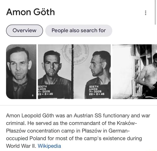 Amon Goth People also search for Amon Leopold Goth was an Austrian SS ...