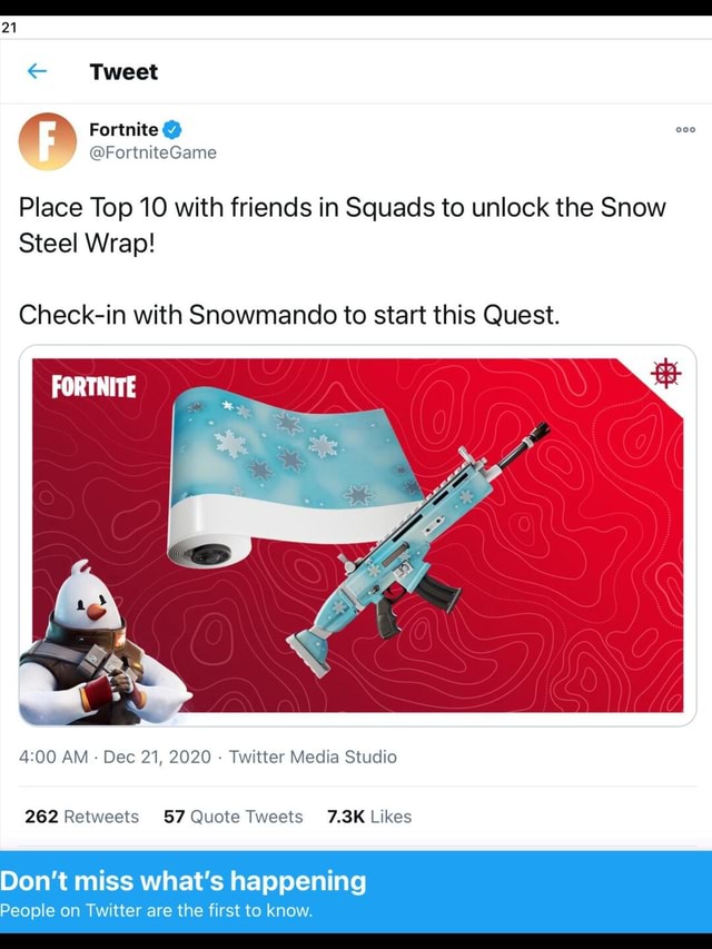 21 Tweet Fortnite Place Top 10 with friends in Squads to unlock the ...