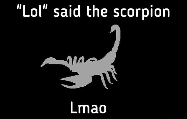 "Lol" said the scorpion Lmao - iFunny