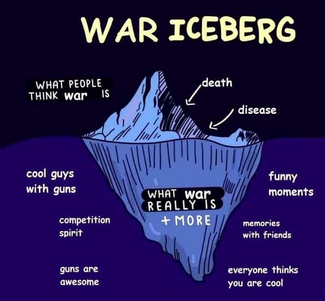 WAR ICEBERG WHAT PEOPLE death THINK war IS yy disease cool guys with ...