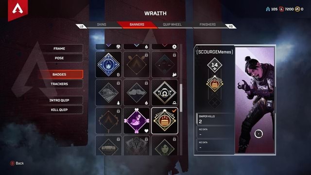 A WRAITH BANNERS QUIP WHEEL SKINS FRAME POSE TRACKERS INTRO QUIP KILL ...