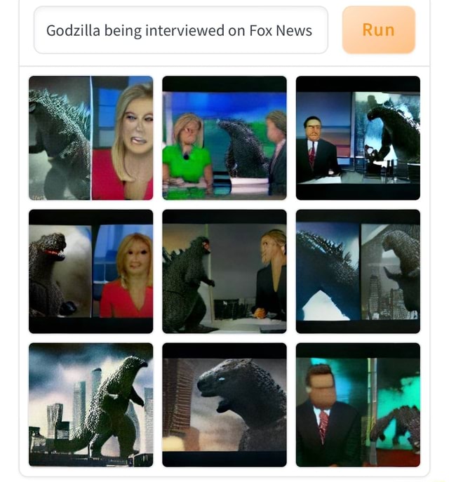 Godzilla being interviewed on Fox News - iFunny