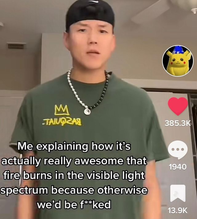 385.3K UG Me explaining how it's actually really awesome that fire ...