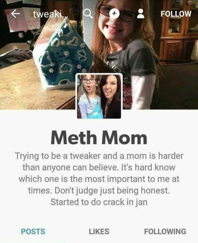 FOLLOW Meth Mom Trying to be a tweaker and a mom is harder than anyone ...