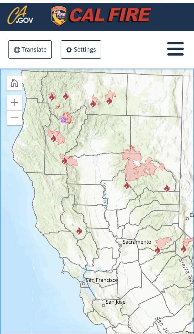 More detailed map of current Northern California wildfires as of August ...