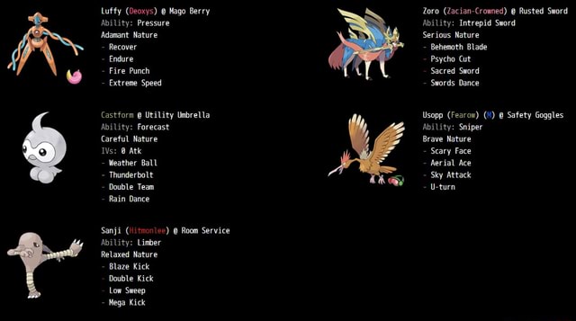 Luffy (Deoxys) @ Mago Berry Ability: Pressure Adamant Nature Recover ...