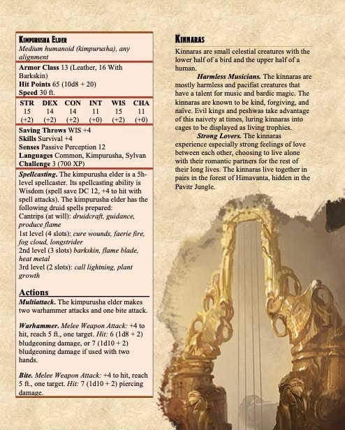 Kooomasaa Ever 'Medium humanoid (kimpurusha), any alignment "Armor ...