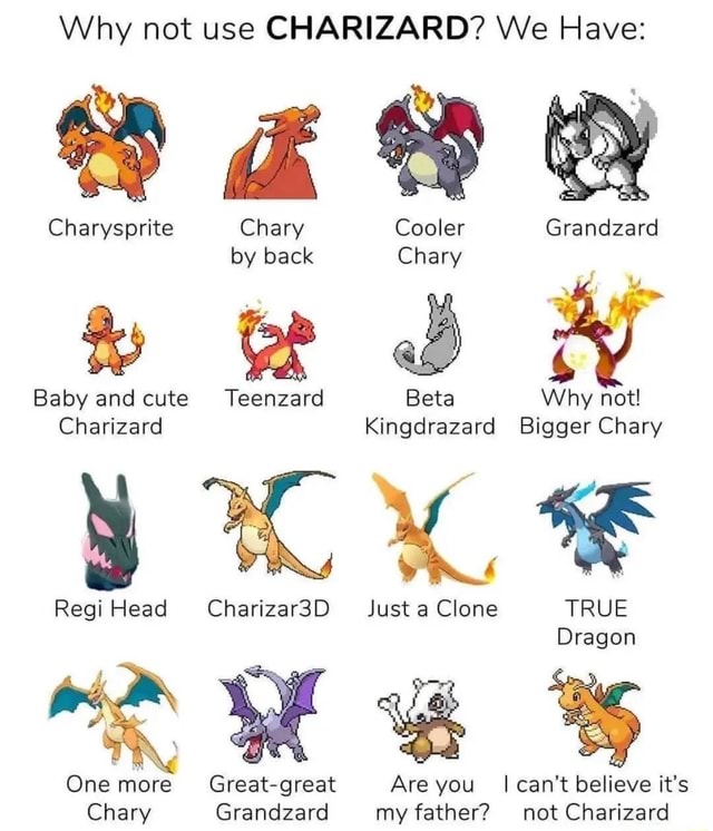 Why not use CHARIZARD? We Have: Charysprite Chary Cooler Grand zard by ...