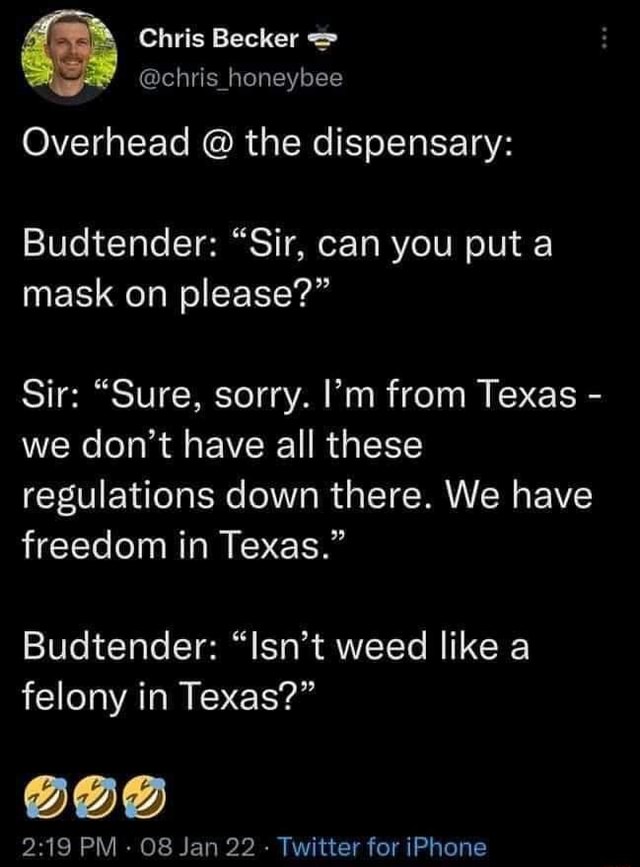 Chris Becker = @chris honeybee Overhead @ the dispensary: Budtender ...