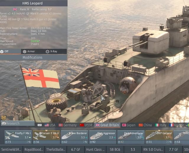 HMS Leopard Max Speed: Displacement: 2560t Off Armor Ray Modifications ...