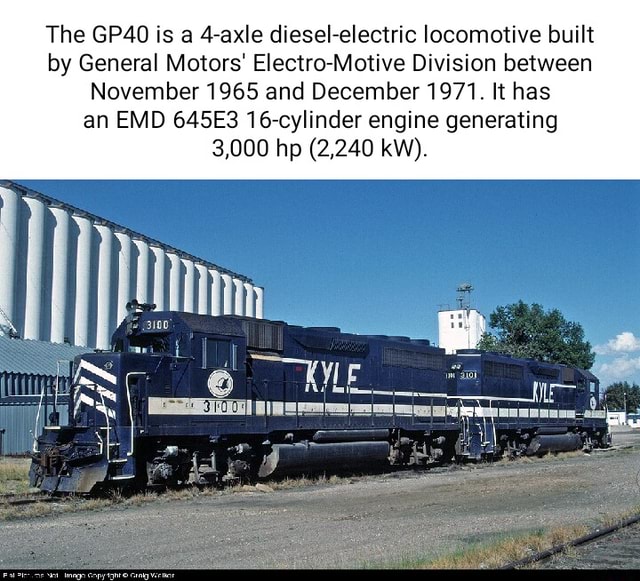 The GP40 is a 4-axle diesel-electric locomotive built by General Motors ...