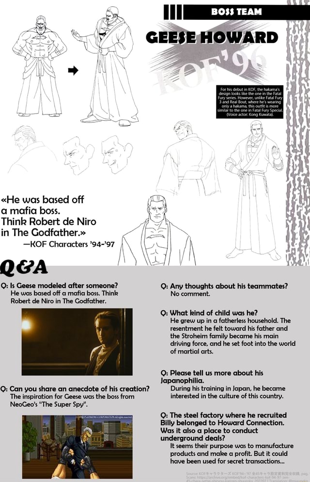 TEAL GEESE HOWARD For his debut in KOF, the hakama's design looks like ...