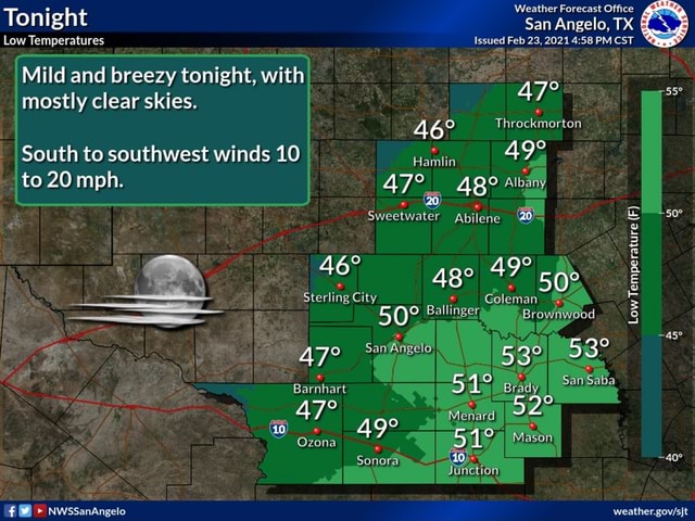 Tonight Low Temperatures Mild and breezy tonight, with mostly clear ...