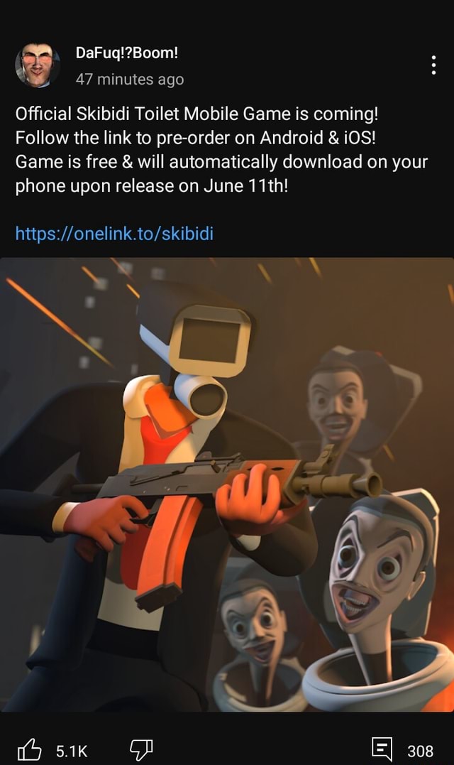 47 minutes ago Official Skibidi Toilet Mobile Game is coming! Follow ...