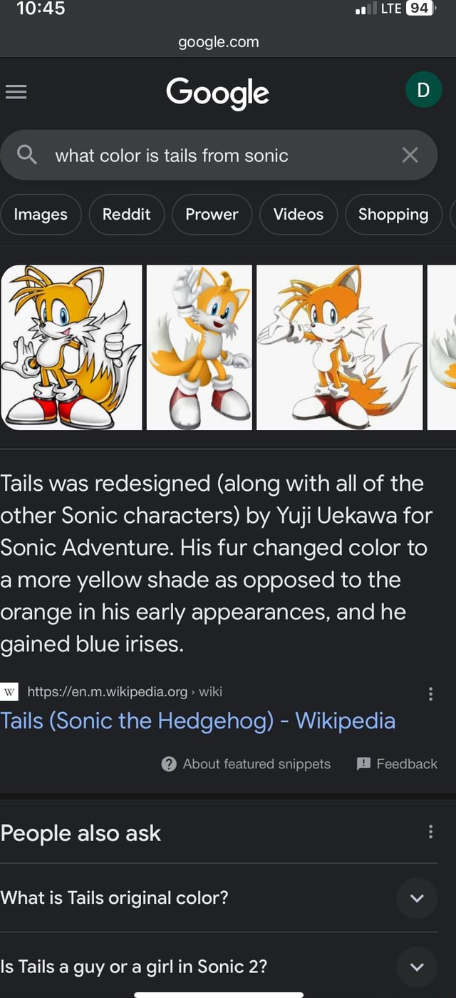 LTE Google D Q what color is tails from sonic Images Reddit Prower ...