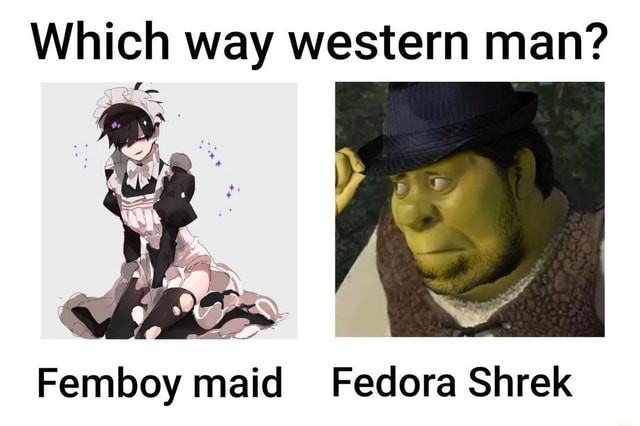 Which way western man? Femboy maid Fedora Shrek - iFunny