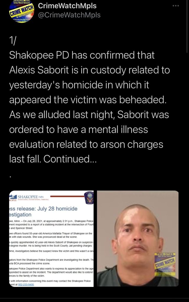 CrimeWatchMpls 1/ Shakopee PD has confirmed that Alexis Saborit is in ...