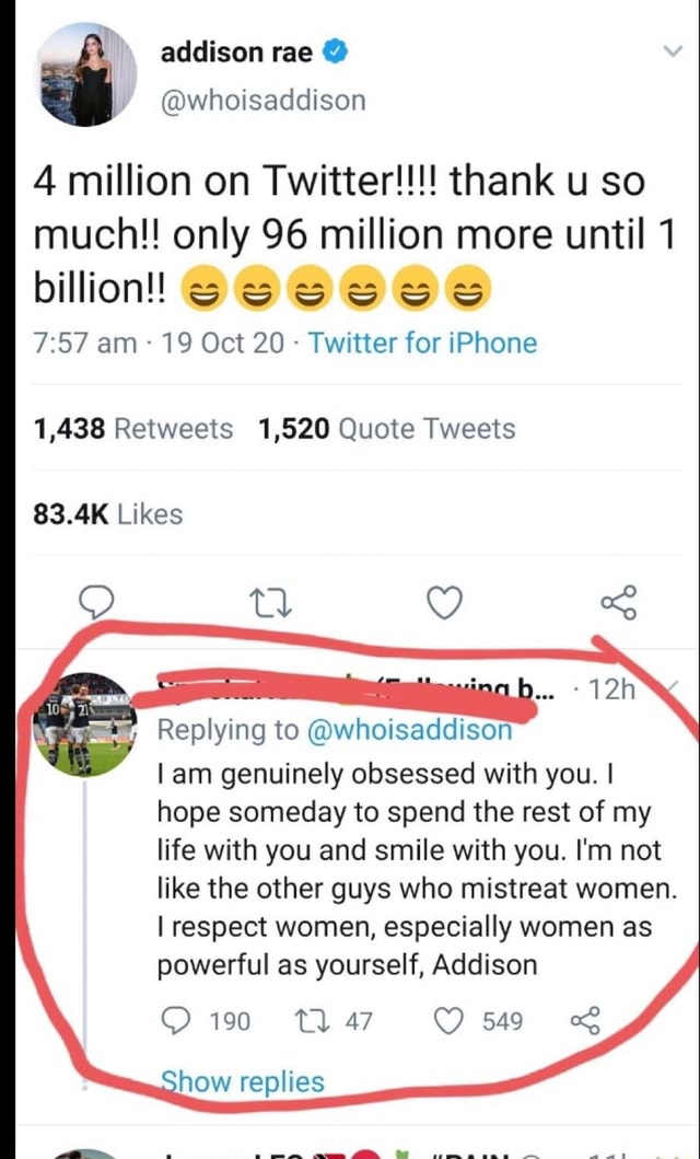 Addison rae @whoisaddison 4 million on Twitter!!!! thank u so much ...