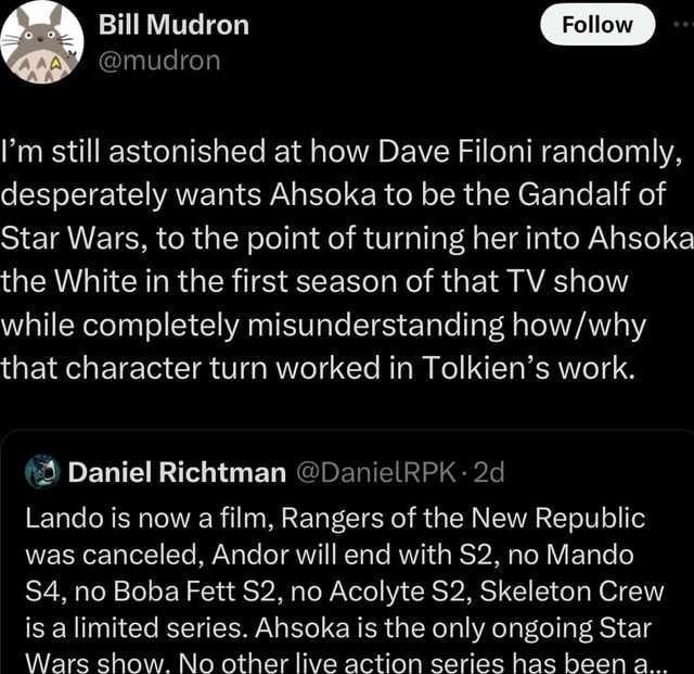 Bill Mudron I'm still astonished at how Dave Filoni randomly ...
