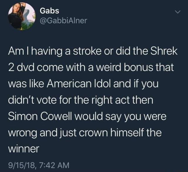 Gabs Am I having a stroke or did the Shrek 2 dvd come with a weird ... Gabs Am I having a stroke or did the Shrek 2 dvd come with a weird ...