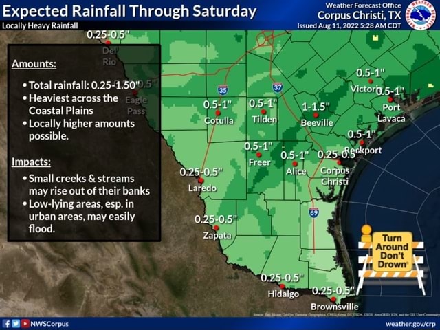 Weather Forecast Office Expected Rainfall Through Saturday Corpus ...