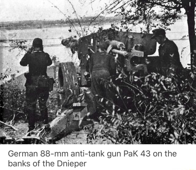 German 88-mm anti-tank gun PaK 43 on the banks of the Dnieper - iFunny