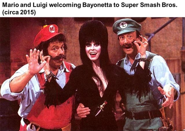 Mario and Luigi welcoming Bayonetta to Super Smash Bros. (circa 2015 ...