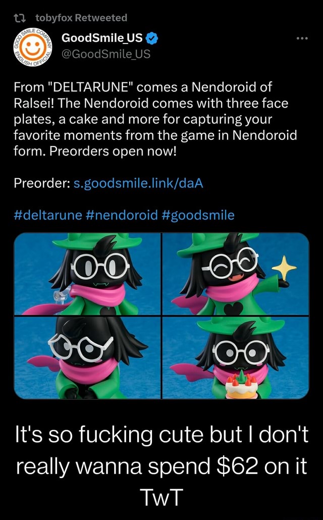 Tobyfox Retweeted GoodSmile US @GoodSmile US From ""DELTARUNE" comes a ...