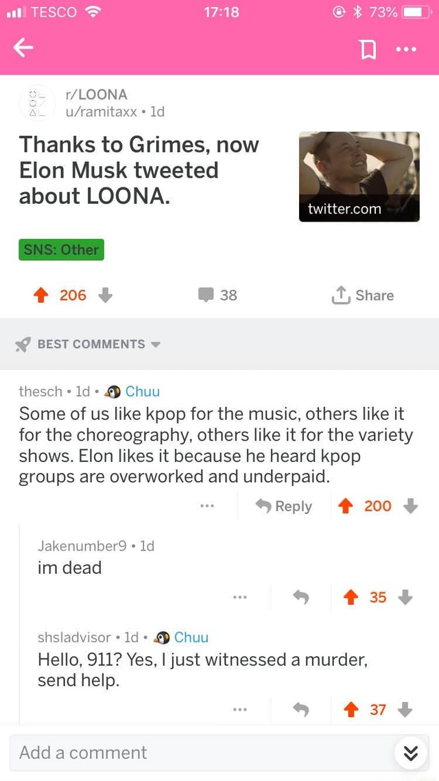 She snapped / stan loona - 373% TESCO Thanks to Grimes, now Elon Musk ...