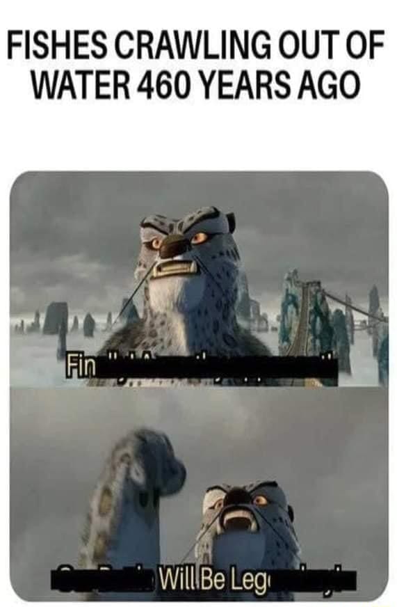 FISHES CRAWLING OUT OF WATER 460 YEARS AGO Willie Leg - iFunny