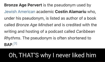 Bronze Age Pervert is the pseudonym used by Jewish American academic ...
